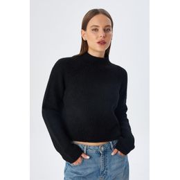 Damen verk&uuml;rzter strukturierter Strickpullover