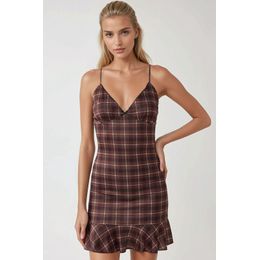 Karo-Mini-Kleid mit V-Ausschnitt