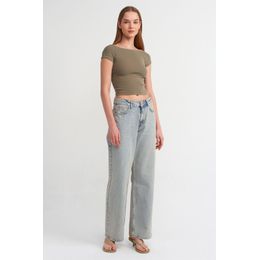 Hochtaillierte weite Baumwoll-Denim-Jeans