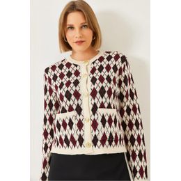 Jacquard-Strickjacke mit Taschen