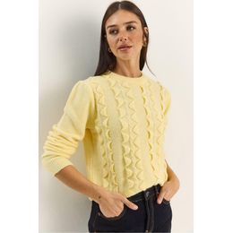 Texturierter Rundhals-Pullover