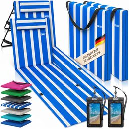 Detex Strandmatte 2er-Set Blau/Wei&szlig; 158x56x46cm gepolstert