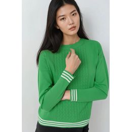 Rundhals-Pullover mit Haarzopf-Muster