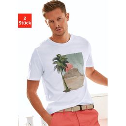 Beach Time Herren T-Shirt mint / bedruckt Gr&ouml;&szlig;e S
