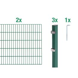 Doppelstabmattenzaun Alberts "Grundset", gr&uuml;n, H:180cm, Stahl, Zaunelemente, H&ouml;he: 80-200 cm, Gesamtl&auml;nge: 4-30 m, zum Einbetonieren