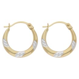 Paar Creolen Vivance "bicolor", gelb (gelbgold 375), Ohrringe, Damen, Gelbgold 375