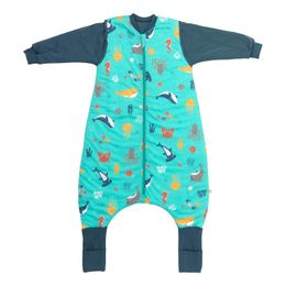 Babyschlafsack SCHLUMMERSACK "Schlafsack mit F&uuml;&szlig;en 1.0 Tog", Baby, Gr. L: 100cm, blau (meerestiere), Obermaterial: 100% Baumwolle CO., Schlafs&auml;cke