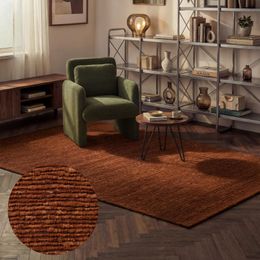 Wollteppich Ted Baker "Woolwich", braun (rostbraun), B:200cm H:10mm L:290cm, Oberfl&auml;che: 97% Wolle, 3% Polyester. R&uuml;ckseite: 100% Baumwolle, Teppiche, Wolle, Naturteppich, Handgemacht, Wohnzimmer, Schlafzimmer, Hygge
