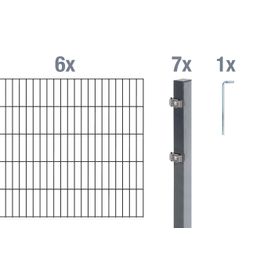 Doppelstabmattenzaun Alberts "Grundset", anthrazit, H:80cm, Stahl, Zaunelemente, H&ouml;he: 80-200 cm, Gesamtl&auml;nge: 4-30 m, zum Einbetonieren