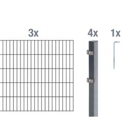 Doppelstabmattenzaun Alberts "Grundset", anthrazit, H:80cm, Stahl, Zaunelemente, H&ouml;he: 80-200 cm, Gesamtl&auml;nge: 4-30 m, zum Einbetonieren