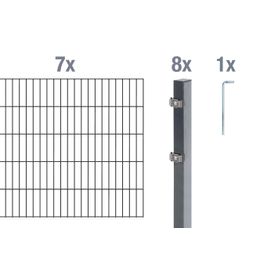 Doppelstabmattenzaun Alberts "Grundset", anthrazit, H:80cm, Stahl, Zaunelemente, H&ouml;he: 80-200 cm, Gesamtl&auml;nge: 4-30 m, zum Einbetonieren