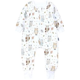 Babyschlafsack TUPTAM "Schlafsack mit F&uuml;&szlig;en Baby Schlafsack mit Beinen und &Auml;rmel ganzj&auml;hrig" Gr. 116, blau (eule beige pastellblau), Schlafs&auml;cke, Baby, L: 122cm, Obermaterial: 100% Baumwolle CO., L:122cm