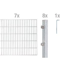 Doppelstabmattenzaun Alberts "Grundset", silberfarben, H:200cm, Stahl, Zaunelemente, H&ouml;he: 80-200 cm, Gesamtl&auml;nge: 4-30 m, zum Einbetonieren