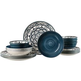 Ritzenhoff & Breker Tafelservice RITZENHOFF & BREKER "Doha", blau (petrol), 16 Stk., Porzellan, Geschirr-Sets, Tafelservice, Teller Set, aus Porzellan f&uuml;r 4 Personen