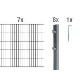 Doppelstabmattenzaun Alberts "Grundset", anthrazit, H:200cm, Stahl, Zaunelemente, H&ouml;he: 80-200 cm, Gesamtl&auml;nge: 4-30 m, zum Einbetonieren