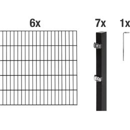 Doppelstabmattenzaun Alberts "Grundset", schwarz, H:120cm, Stahl, Zaunelemente, H&ouml;he: 80-200 cm, Gesamtl&auml;nge: 4-30 m, zum Einbetonieren