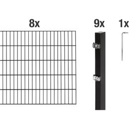 Doppelstabmattenzaun Alberts "Grundset", schwarz, H:80cm, Stahl, Zaunelemente, H&ouml;he: 80-200 cm, Gesamtl&auml;nge: 4-30 m, zum Einbetonieren