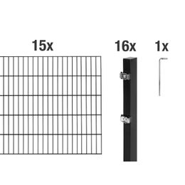 Doppelstabmattenzaun Alberts "Grundset", schwarz, H:100cm, Stahl, Zaunelemente, H&ouml;he: 80-200 cm, Gesamtl&auml;nge: 4-30 m, zum Einbetonieren