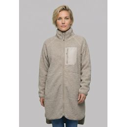 Fleecejacke Derbe "Kuschelby Long", Damen, Gr. 34, rainy day, Obermaterial: 100% Polyester, relaxed fit, Raglan&auml;rmel, Jacken Fleecejacke, Fleecejacke, lang, glitzernd, warm