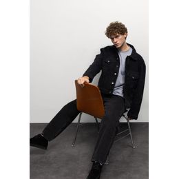 Denimknopfjacke mit Tasche