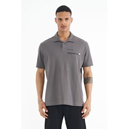 Herren Baumwoll-Polo-Shirt mit Textdruck