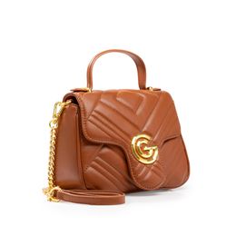 Handtasche GABRIELLA GUCCI "KATTY", Damen, Gr. B/H/T: 21cm x 16cm x 9cm, cognacfarben, Lederimitat, Taschen Handtasche, Damen Umh&auml;ngetasche, Handtasche, Tragetasche mit Logoverzierung
