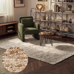 Wollteppich Ted Baker "Woolwich", beige (creme multifarben), B:80cm H:10mm L:150cm, Oberfl&auml;che: 97% Wolle, 3% Polyester. R&uuml;ckseite: 100% Baumwolle, Teppiche, Wolle, Naturteppich, Handgemacht, Wohnzimmer, Schlafzimmer, Hygge