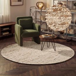 Wollteppich Ted Baker "Woolwich", beige (creme multifarben), H:10mm &Oslash;:200cm, Oberfl&auml;che: 97% Wolle, 3% Polyester. R&uuml;ckseite: 100% Baumwolle, Teppiche, Wolle, Naturteppich, Handgemacht, Wohnzimmer, Schlafzimmer, Hygge