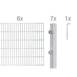 Doppelstabmattenzaun Alberts "Grundset", silberfarben, H:120cm, Stahl, Zaunelemente, H&ouml;he: 80-200 cm, Gesamtl&auml;nge: 4-30 m, zum Einbetonieren