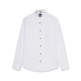 Trachtenhemd OLYMP, Herren, Gr. L, N-Gr, wei&szlig;, Web, Obermaterial: 100% Baumwolle, normal normal, Manschette, Hemden Trachtenhemd, reizeithemd, regular fit, Kentkragen