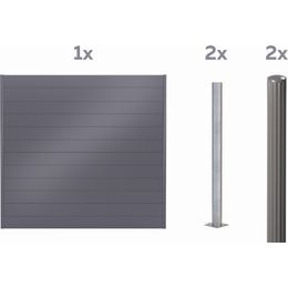 Dichtzaun Alberts "Palitio, Profilh&ouml;he 150 mm", umbragrau ral 7022, zum aufschrauben, H:180cm, Aluminium, Zaunelemente, Aluminium, verschiedene Dekore und L&auml;ngen