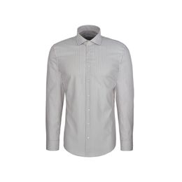 Businesshemd Seidensticker "Schwarze Rose", Herren, Gr. S (38), normale &Auml;rmell&auml;ngen, wei&szlig; (braun), 100% Baumwolle, gestreift, tailored fit, 2-Knopf-Manschette, Hemden, Shaped 1/1 Kentkragen Gestreift