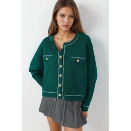 Rippstrick-Cardigan mit Knopfverschluss