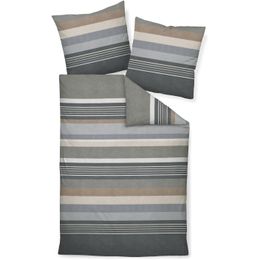 Bettw&auml;sche Janine "Feinbiber65140 08", grau (opalgrau), B/L: 135cm x 200cm, 1 Stk., 1 Stk., Feinbiber, B/L: 80cm x 80cm, Feinbiber, Obermaterial: 100% Baumwolle, Bettw&auml;sche, Bettw&auml;sche, mit Rei&szlig;verschluss