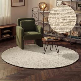 Wollteppich Ted Baker "Woolwich", wei&szlig; (natur creme), H:10mm &Oslash;:200cm, Oberfl&auml;che: 97% Wolle, 3% Polyester. R&uuml;ckseite: 100% Baumwolle, Teppiche, Wolle, Naturteppich, Handgemacht, Wohnzimmer, Schlafzimmer, Hygge