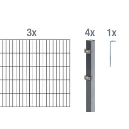 Doppelstabmattenzaun Alberts "Grundset", anthrazit, H:120cm, Stahl, Zaunelemente, H&ouml;he: 80-200 cm, Gesamtl&auml;nge: 4-30 m, zum Einbetonieren