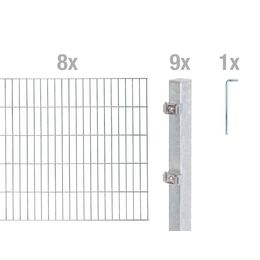 Doppelstabmattenzaun Alberts "Grundset", silberfarben, H:100cm, Stahl, Zaunelemente, H&ouml;he: 80-200 cm, Gesamtl&auml;nge: 4-30 m, zum Einbetonieren