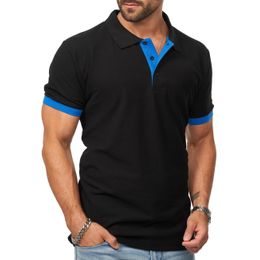 Poloshirt DAILY COTTON "Daily Cotton Poloshirt in Kurzarm als Freizeit Polo T-Shirt - Polo-Hemd f&uuml;r Herren", Jungen, Gr. L, schwarz (schwarz, blau), Obermaterial: 100% Baumwolle CO., B&uuml;ndchen kontrastfarben, Shirts, M&auml;nner Polohemd im Regular-Fit in Piqu&eacute;-Qualit&auml;t