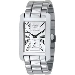 Emporio Armani AR0145 Klassische Herrenuhr mit wei&szlig;em Zifferblatt