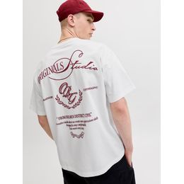 Jack & Jones Rundhalsshirt JACK & JONES "JORSANREMO TYPO TEE SS CREW NECK LN", Jungen, Gr. L, hellwei&szlig;, Jersey, Obermaterial: 60% Baumwolle, 40% Polyester, bedruckt, relaxed fit normal, Rundhals, Shirts Rundhalsshirt, Baumwollmischung, locker geschnitten