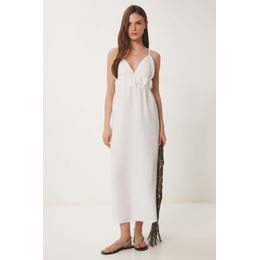 V-Ausschnitt Cut-Out Midi-Kleid