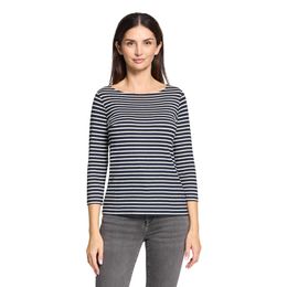 3/4-Arm-Shirt Betty Barclay "Damen mit Ringel", Damen, Gr. 36, blau (dunkelblau, wei&szlig;), Jersey, Obermaterial: 95% Viskose, 5% Elasthan, Basic, tailliert normal, U-Boot-Ausschnitt, Shirts 3/4-Arm-Shirt