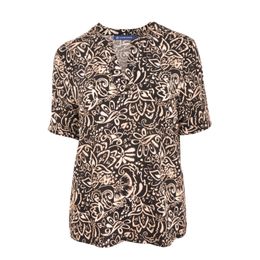 T-Shirt NAVIGAZIONE "NAVIGAZIONE Tunika", Damen, Gr. 38, beige (schwarz sand), Obermaterial: 97% Viskose CV. 3% Elasthan EL., regular fit, V-Ausschnitt, Shirts T-Shirt