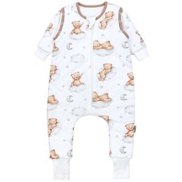 Babyschlafsack TUPTAM "Schlafsack mit F&uuml;&szlig;en Winterschlafsack mit Armen Beinen" Gr. 68, wei&szlig; (b&auml;ren auf wolken, wei&szlig;, braun), Schlafs&auml;cke, Baby, L: 74cm, Obermaterial: 100% Baumwolle CO., L:74cm