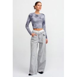 Hochtaillierte Weite Denim-Jeans aus Baumwolle