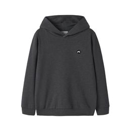 Kapuzensweatshirt NAME IT "NKMVIMO LS SWEAT W HOOD BRU NOOS", Jungen, Gr. 116, grau (dunkelgrau melange), Sweatware, Obermaterial: 60% Baumwolle, 40% Polyester, meliert, regular fit normal, Rundhals, Rippb&uuml;ndchen, Sweatshirts, Baumwollmischung, regular fit