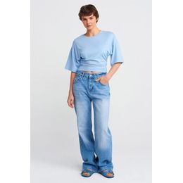 Hochtaillierte weit geschnittene Baumwoll-Jeans