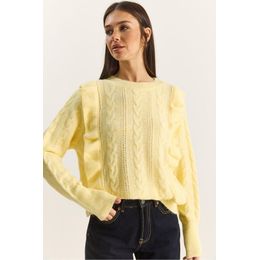 Texturierter Rundhals-Pullover