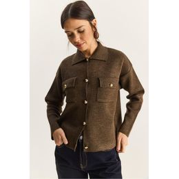 Polo-Kragen Strickjacke