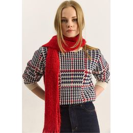 Kariertes Rundhals-Pullover